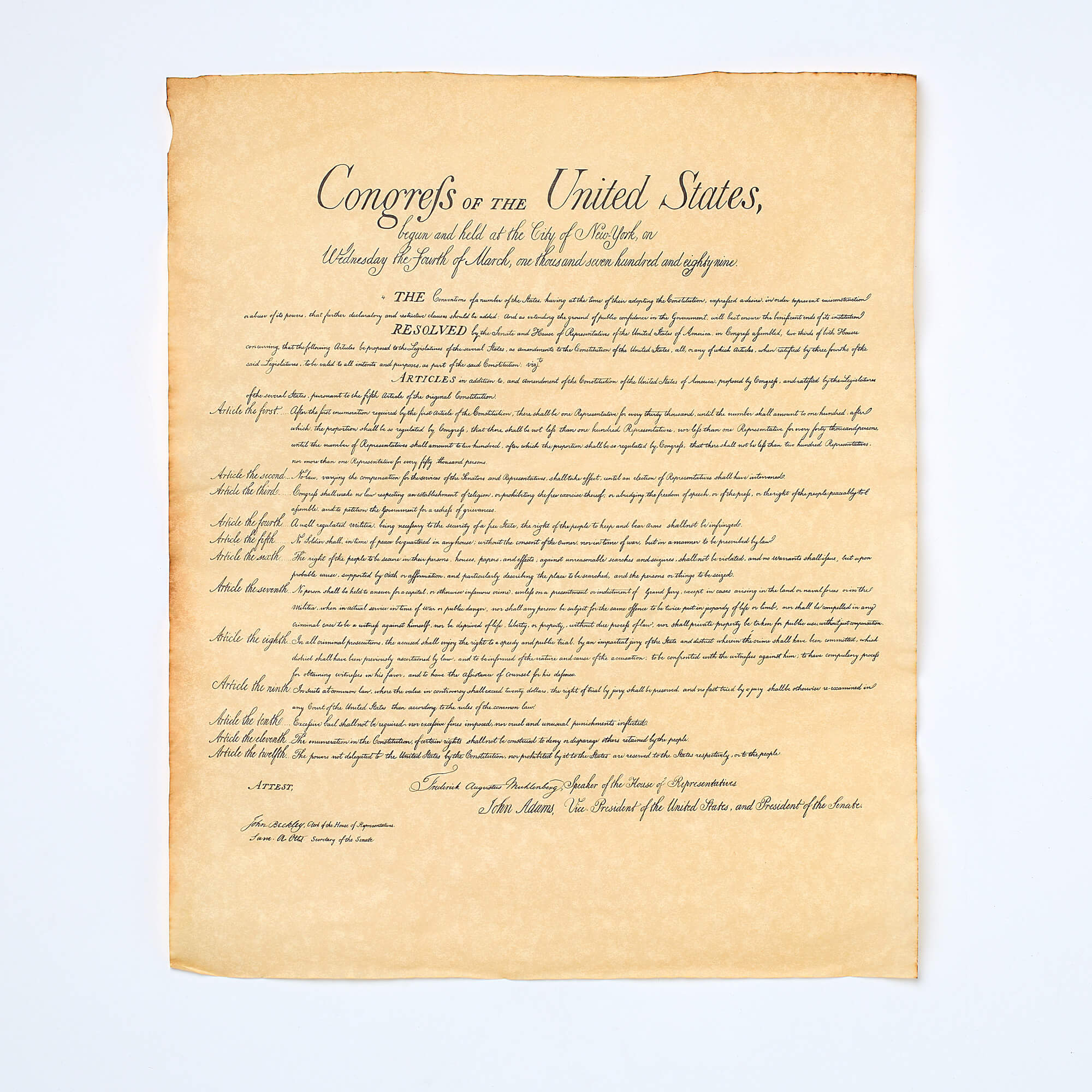 Parchment - Bill of Rights – Supreme Court Gifts