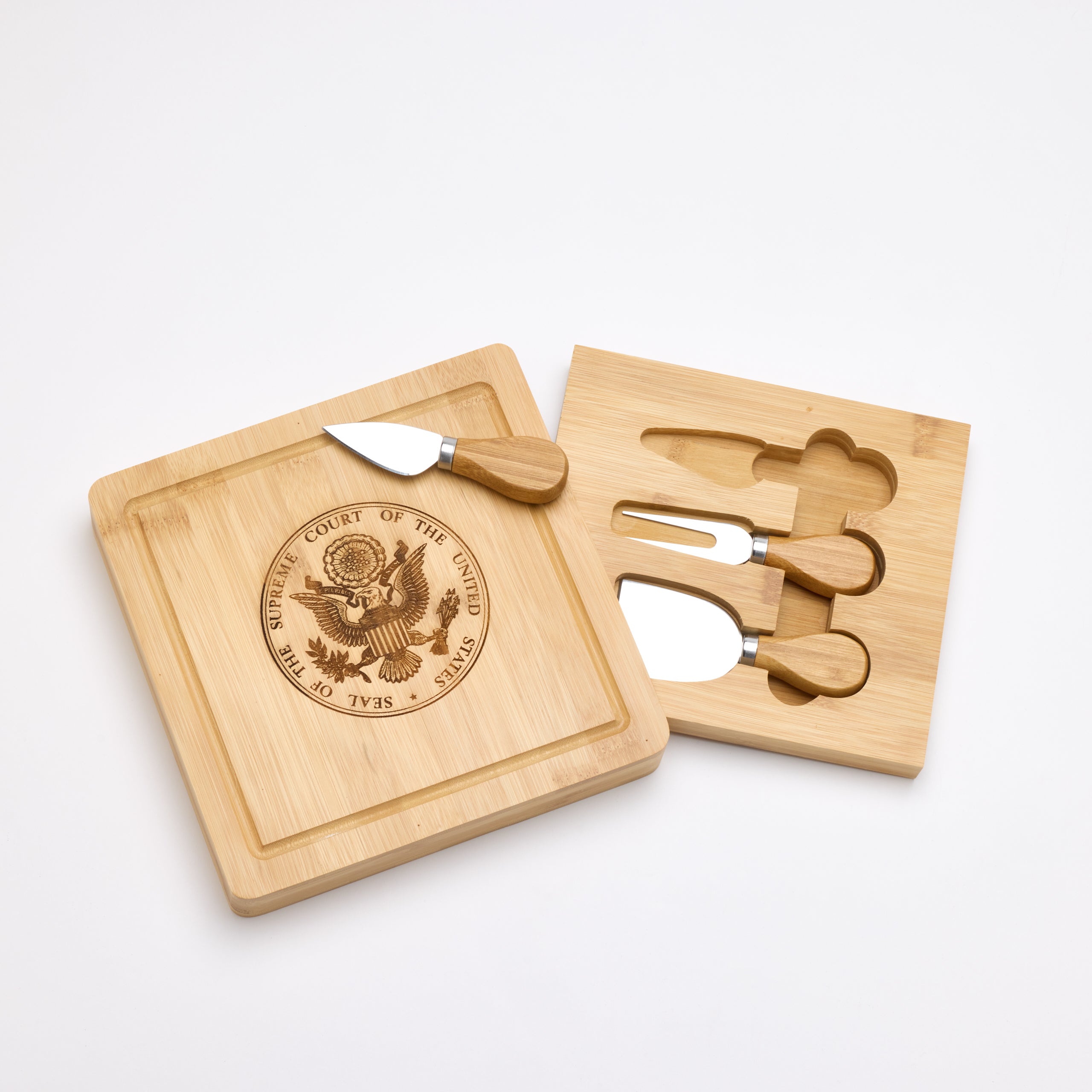 Supreme Court Seal Bamboo Serving Board Set – Supreme Court Gifts
